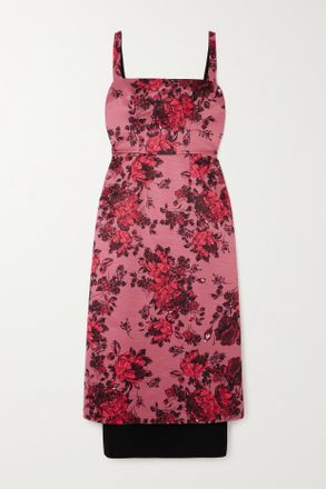 Emilia Wickstead Tiffany Mehrlagiges Midikleid Aus Faille Mit Blumenprint - Pink