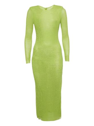 Self Portrait robe mi-longue &agrave; d&eacute;tails de clous - Vert