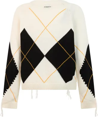 Pinko Diamond Pattern Sweater - Ivory
