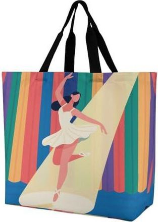 Generic Danseuse Sur Sc&egrave;ne Sac Courses L&eacute;ger Sacs De Courses Imperm&eacute;able Sac Fourre-Tout Pour Plage Travail Shopping