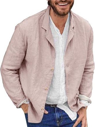 Generic Blazer d&eacute;contract&eacute; pour homme, veste chemise pour homme, chemisier de travail pour homme, coupe ample, couleur unie, manteaux de costume printemps-&eacute;t&eacute;