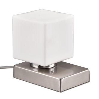 Trio Leuchten Tischleuchte Till II 590200107, Metall Nickel matt, Glas wei&szlig; opal, exkl. 1x E14, On/Off Touch