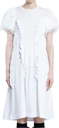 Simone Rocha Femme, Robes, Blanc, Taille: 40 FR Tulle Overlay Multi Ruffle Frill Dress