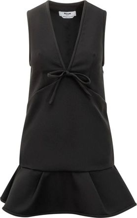 Msgm Msgm, Femme, Robes, Noir, Taille: 34 FR Mini-robe Cady &agrave; col en V