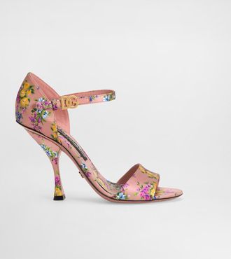 Dolce & Gabbana Keira Satin Sandal With Little Flowers Print - Frau Sandalen Und Wedges Multicolor 36.5