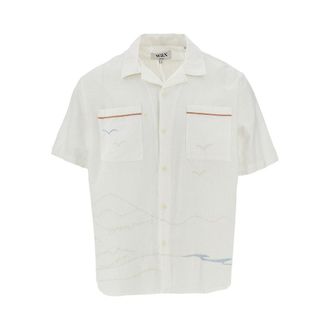 Wax London Didcot embroidered cotton and linen shirt Man XL