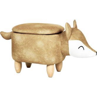 Beliani Beliani - Pouf Animal pour Enfant en Forme de Renard en Velours Orange avec Rangement Fox