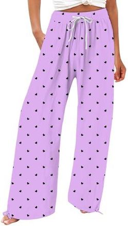 Generic Pantalon Ete Femme Lin &Eacute;t&eacute; Large Elegant Pantalon Ample D&eacute;contract&eacute; en Coton pour Femme De Travail Confortable avec Poches Taille Haute Pantacourts La