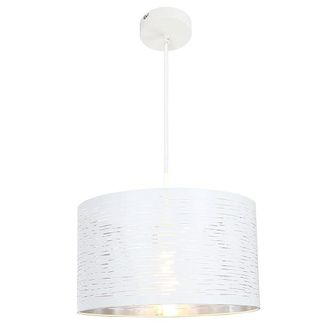 Globo Lighting H&auml;ngeleuchte Pendellampe wei&szlig; silber Esstischlampe Wohnzimmerlampe, Metall chrom, rund, 1x E27, DxH 38x120 cm