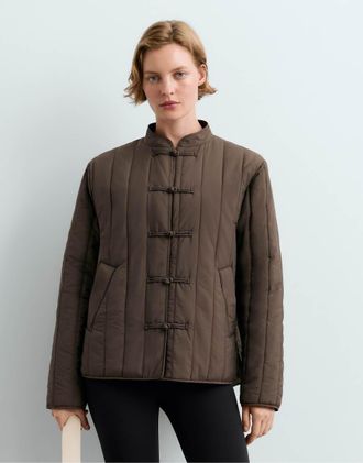 Oysho Fellex Aerogel kurze, kastige Steppjacke in Braun