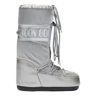 Moon Boot Femme, Chaussures, Gris, Taille: 35 EU Icon Glance Bottes en Satin Argent