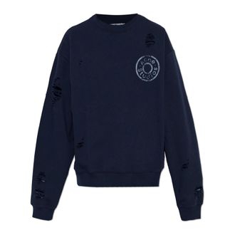 Acne Studios Femme, Sweatshirts et sweats &agrave; capuche, Bleu, Taille: 36/38 FR SweaT-shirt en molleton effet us&eacute;
