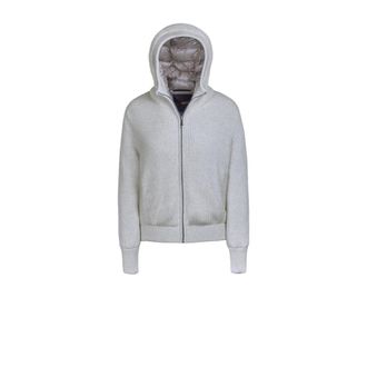 Moorer Femme, Vestes, Blanc, Taille: 34 FR Knitted Hooded Bomber Jacket