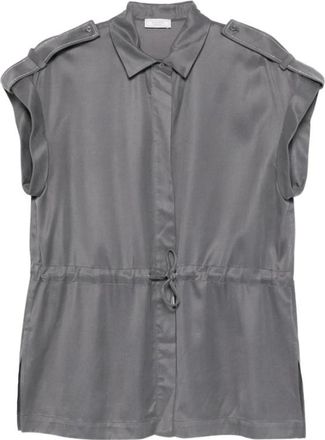 PESERICO Femme, Blouses et Chemises, Gris, Taille: 36 FR Drawstring Epaulettes Blouse