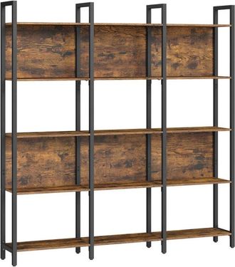 Vasagle Vasagle - Bibliothèque sur 5 Niveaux, Étagère de Rangement pour Cuisine, pour Bureau, Salon, Chambre, 24 x 128 x 154,1 cm, Style Industriel, Marron