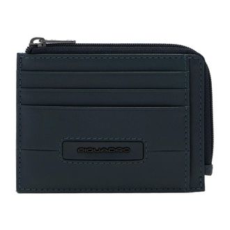 Piquadro 6-Karten-Leder-Kartenetui mit M&uuml;nzfach - - Accessories - Herren - Blau - ONE SIZE