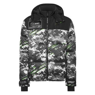 Plein Sport Homme, Vestes, Noir, Taille: L Nylon Puffer Jacket Pixel
