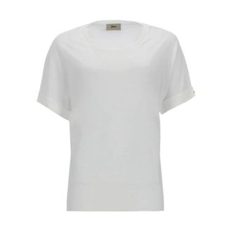 Herno T-Shirt aus Baumwolle mit Rundhalsausschnitt - - Tops - Damen - Wei&szlig; - S