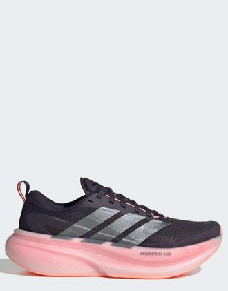adidas Supernova glide baskets de running noires et rose clair