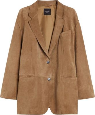 Max Mara Femme, Vestes, Brun, Taille: 38 FR Blazer oversize en daim doux avec épaule légèrement tombante