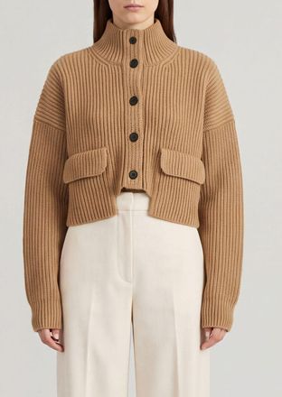 Khaite Verk&uuml;rzter Rollkragen-Cardigan von aus 100 % Kaschmir mit asymmetrischem Saum
