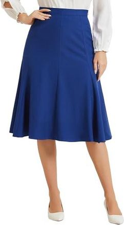 Allegra K Jupe Évasée Mi-Longue Femme avec Fermeture Éclair Latérale Jupe A-Ligne Taille Haute Jupes Trapèzes Élégantes Bleu Royal XL