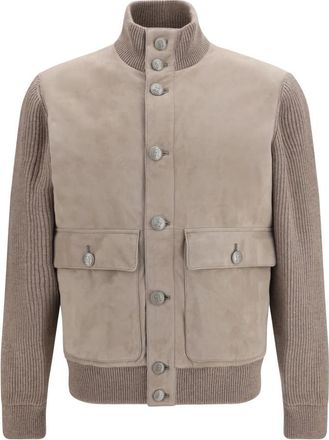 Brunello Cucinelli Wildleder- und Kaschmirjacke - - Jackets - Herren - Braun - L