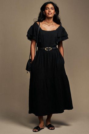 Laura Ashley Volantkleid Laura Ashley Kleid mit Fl&uuml;gel&auml;rmeln Spitzenbesatz (1-tlg)