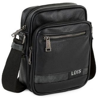 Lois Mens Leather Crossbody Messenger Bag Stylish Herrentasche Umh&auml;ngen Leder Shoulder Bag Vintage Lederhandtasche Herren Casual Travel, Schwarz