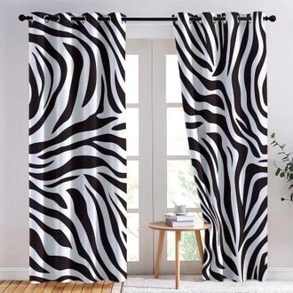 Generic Vorh&auml;nge Wohnzimmer Tier Zebra Streifen Muster, Sch&ouml;ne Schwarz Drucken Gardinen Fenster Vorhang Transparent mit &Ouml;sen Set Modern Schlafzimmer Vorh&auml;nge 