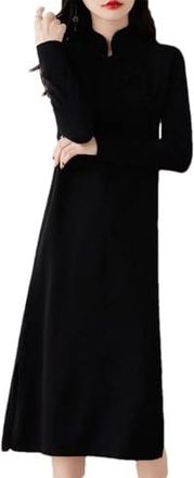 Generic Robe en Tricot De Laine dhiver pour Femme - Robe Mi-Longue Slim, Jupe Pull avec Pull-Over
