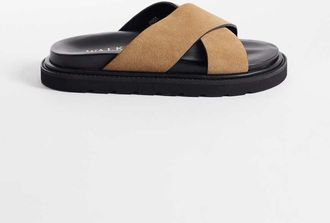 WALK LONDON Walk London - Wildleder-Sandalen in Hellbraun mit &uuml;berkreuzten Riemen-Brown