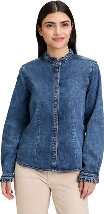 Cartoon Jeansbluse Damen Jeansbluse mit Rüschen