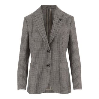 Lardini Femme, Vestes, Gris, Taille: 40 FR Veste en Laine et Coton &agrave; Carreaux