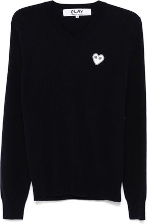 Comme Des Garçons Pullover mit Herzstickerei - Blau