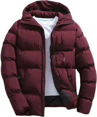 Generic Veste en coton pour homme, l&eacute;g&egrave;re, chaude, coupe-vent, avec poches zipp&eacute;es, coupe ample, manteau chaud &eacute;pais &agrave; capuche, bordeaux, 4XL
