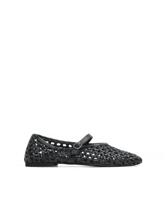 NA-KD Lederballerinas in Flechtoptik in Schwarz