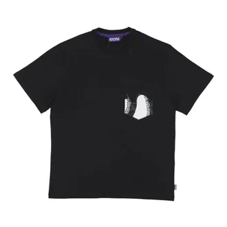 Octopus Homme, Tops, Noir, Taille: L Tee Noir avec Poche Manches Courtes