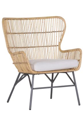 Landscape Ohrensessel Beachclub, Natur, Schwarz, Wei&szlig;, Holz, Metall, Textil, Rattan, 74x87x64 cm, erweiterbar (Typenauswahl), Wohnzimmer, Sessel, Ohrensessel