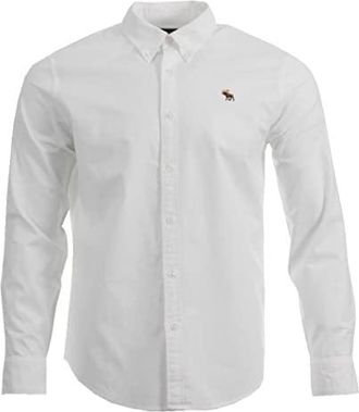 Abercrombie & Fitch Chemise Oxford pour homme, Blanc., XXL