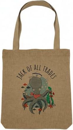Fabulous Sac Shopping Tote Bag Aspect Lin - Jack Of All Trades Drawing Illustration Cartoon Marine World - Sac de Courses Toile Epaisse 360g Beige Naturel Caba