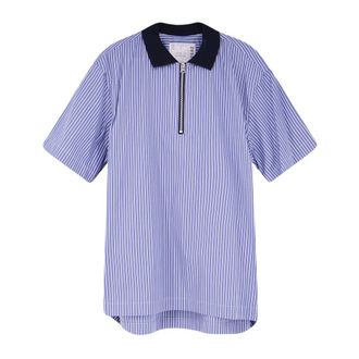 sacai Homme, Tops, Bleu, Taille: XL Polo Ray&eacute; Zipp&eacute;