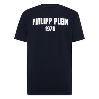 Philipp Plein Homme, Tops, Bleu, Taille: XL Round Neck T-Shirt 1978