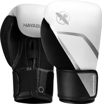 Hayabusa E1 Boxhandschuhe f&uuml;r M&auml;nner und Frauen, Wei&szlig;/Silber, 14 oz