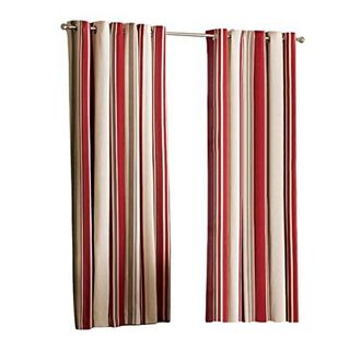 Riva Paoletti Broadway Stripe Raspberry Ring Top Curtains 117 x 183
