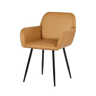 Eggree Chaises de Salle &agrave; Manger Scandinaves Rembourr&eacute;es avec Accoudoirs Cuir synth&eacute;tique Chaises de Cuisine Pieds en M&eacute;tal Ergonomique Chaise pour Salon Bur