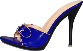 Miyoopark Mules sexy pour femme avec talon aiguille Mule d&eacute;t&eacute;, T13 bleu roi, 43 EU