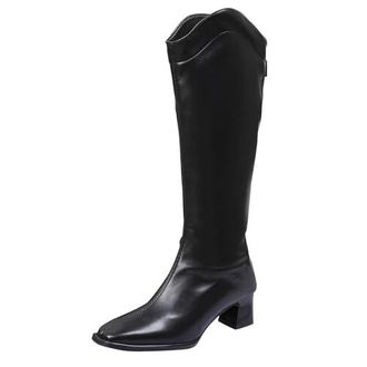 Generic Bottes montantes pour femme en similicuir - &Eacute;l&eacute;gantes - Talon &eacute;pais - Fermeture &eacute;clair dans le dos - Confortables et d&eacute;contract&eacute;es - Pour f&ecirc;te et lois