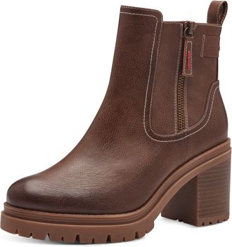 s.Oliver Damen Stiefeletten mit Absatz mit Reißverschluss Vegan, Braun (Cognac), 41 EU