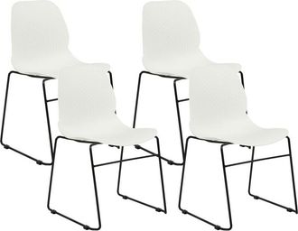 Beliani Konferenzstuhl 4er Set Weiß aus Kunststoff Schwarze Beine Ohne Armlehnen Modernes Design Stapelbar Stuhl für Esszimmer Büro